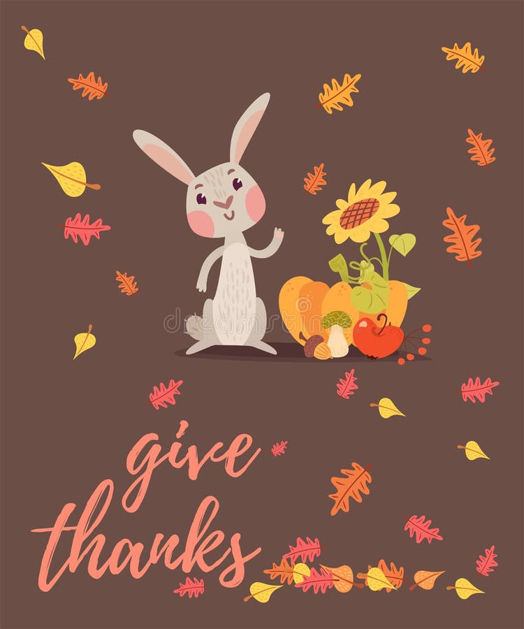 Thanksgiving Card Cute Rabbit Stock Illustrations – 400 Thanksgiving ...