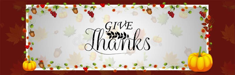 Give Thanks Celebration Banner or Header with Creative Decorative ...