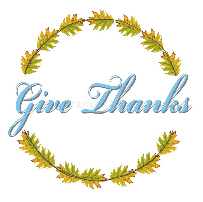 Give Thanks Design Quote Postcard Banner with Autumn Leaves Stock Photo ...