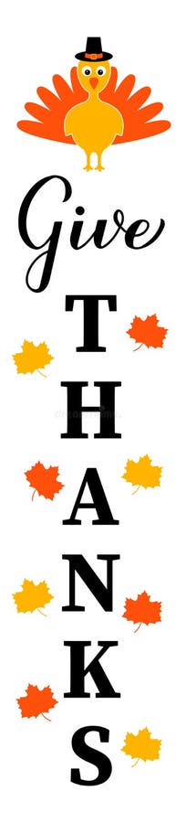 Give Thanks Vertical Signs. Thanksgiving Day Decorations Stock Vector ...