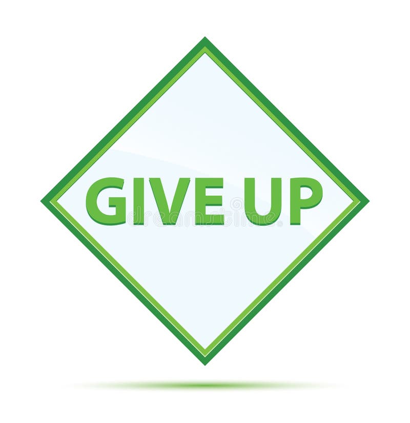 Give Up Modern Abstract Green Diamond Button Stock Illustration ...
