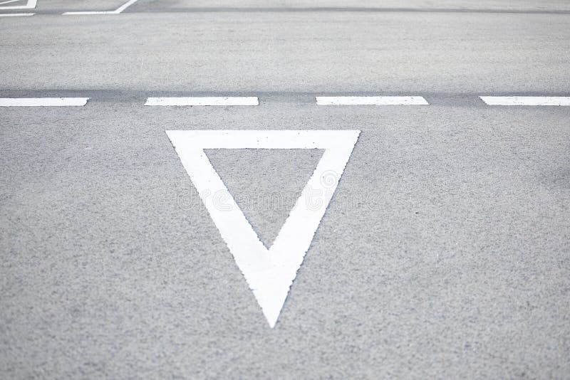 Give Way Road Sign Painted on the Road Stock Image - Image of lighting ...
