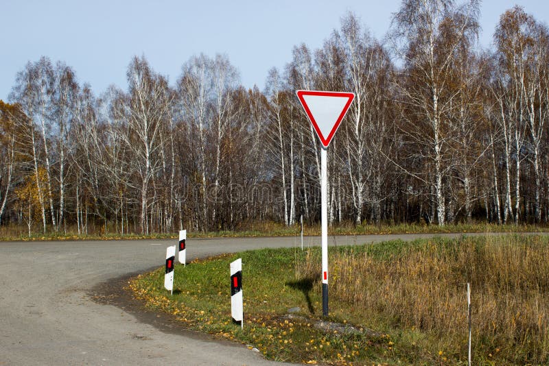 Give a way sign stock image. Image of bend, hill, deserted - 68467923