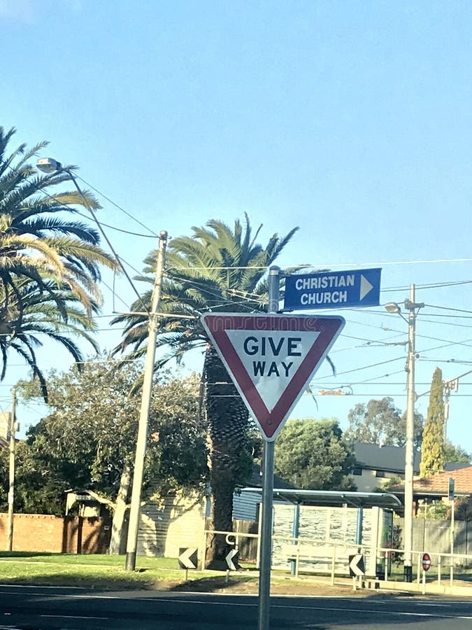 Give way street sign stock photo. Image of give, intersection - 106573442