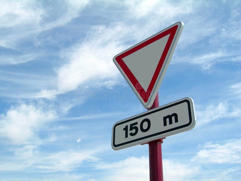 Give way to 150 meters stock image. Image of give, danger - 664815