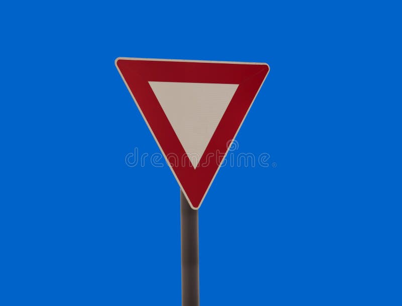 Give Way Traffic Sign Isolated Stock Photo - Image of signpost, blue ... Give Way Traffic Sign Isolated Stock Photo - Image of signpost, blue ...
