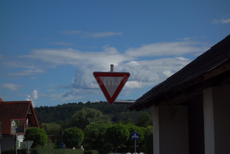 A Give Way or Yield Traffic Sign Stock Photo - Image of management ...