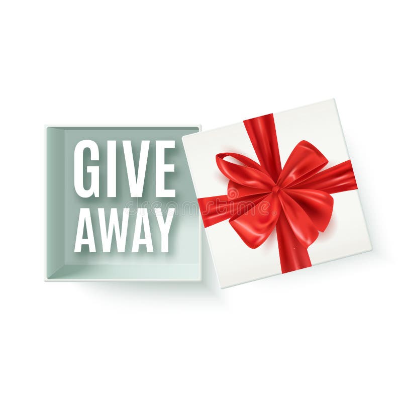 Giveaway Advertisement Banner Design, Long Big Gift Box with Red Ribbon ...