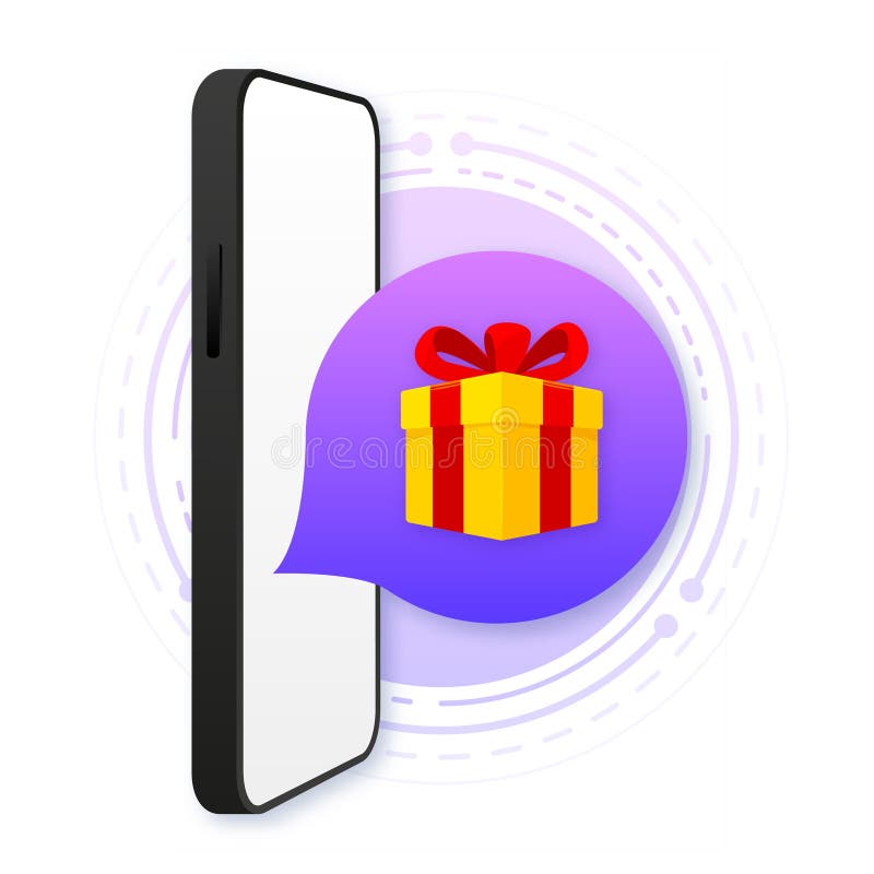 Giveaway Enter To Win Notification. Gift Box on Screen Device. Vector ...