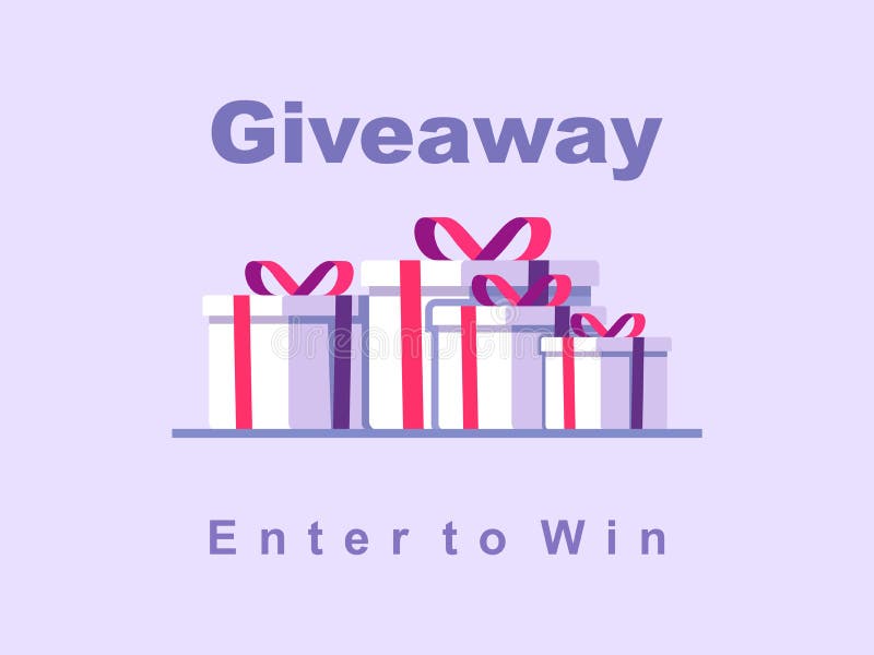 Giveaway with 4 Gift Boxes Below Flat Style Web Banner Vector ...