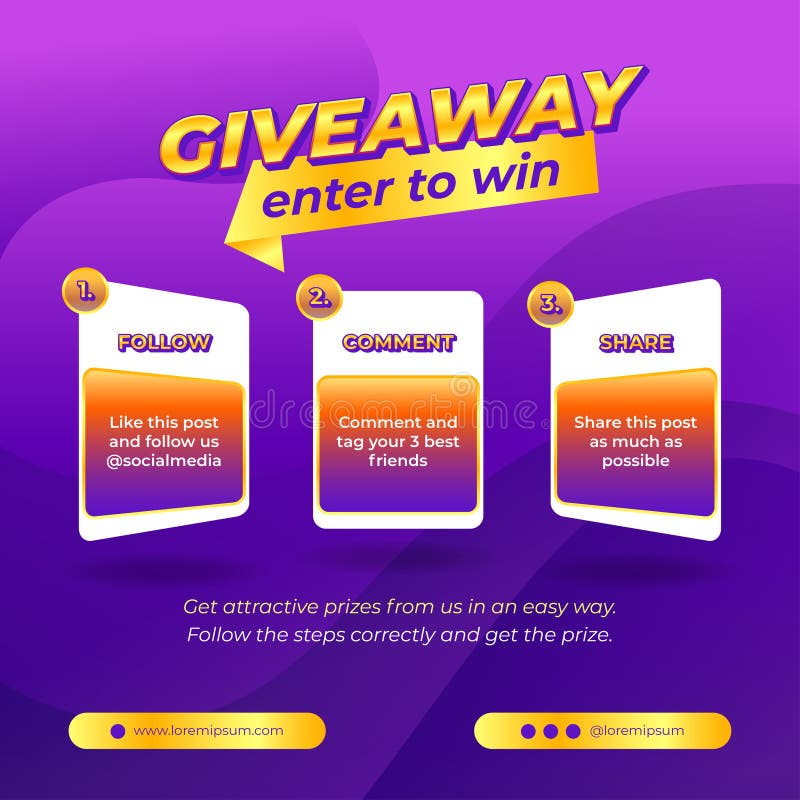 Giveaway Steps for Social Media Contest Design Concept Template Stock ...