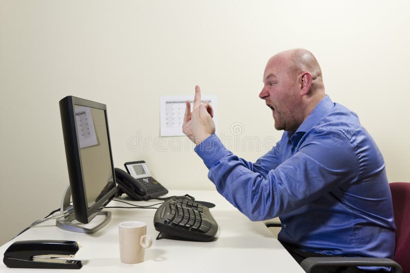 Gives Finger To the Computer Stock Image - Image of emotional, keyboard ...