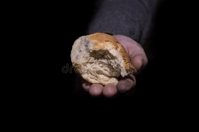 Giving Bread. Poverty Concept. Stock Photo - Image of holding, begging ...
