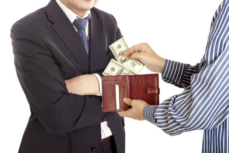 Giving a Bribe into a Pocket Stock Photo - Image of meet, donate: 23336936