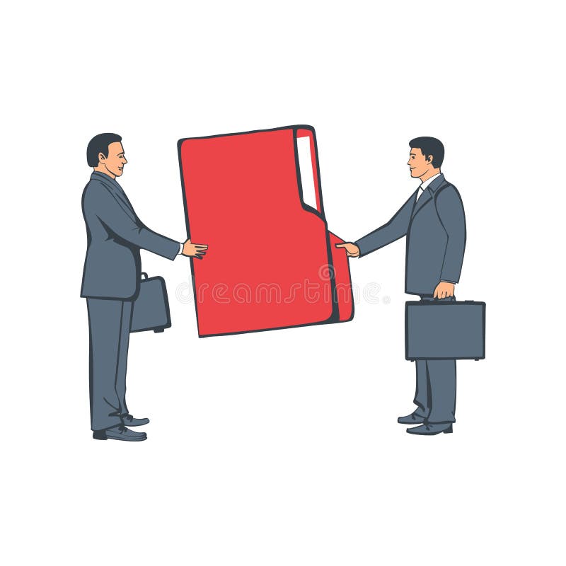 Giving a Document. Vector Illustration Flat Sketch Design Style Stock ...