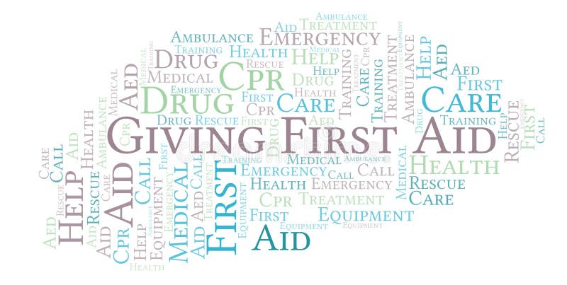 Giving First Aid Word Cloud, Made with Text only. Stock Illustration ...