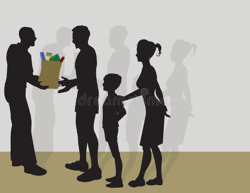 Giving Food to a Family stock vector. Illustration of assistance - 28084347