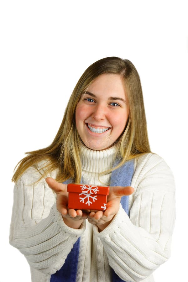 Giving a gift stock image. Image of christmas, beautiful - 10519125