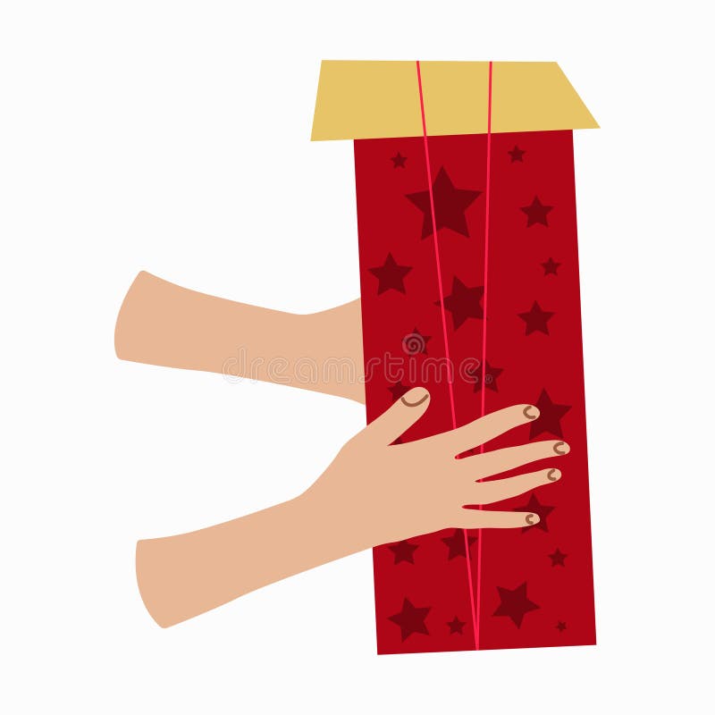 Giving a Gift. Hand with Gift Box. Stock Vector - Illustration of ...