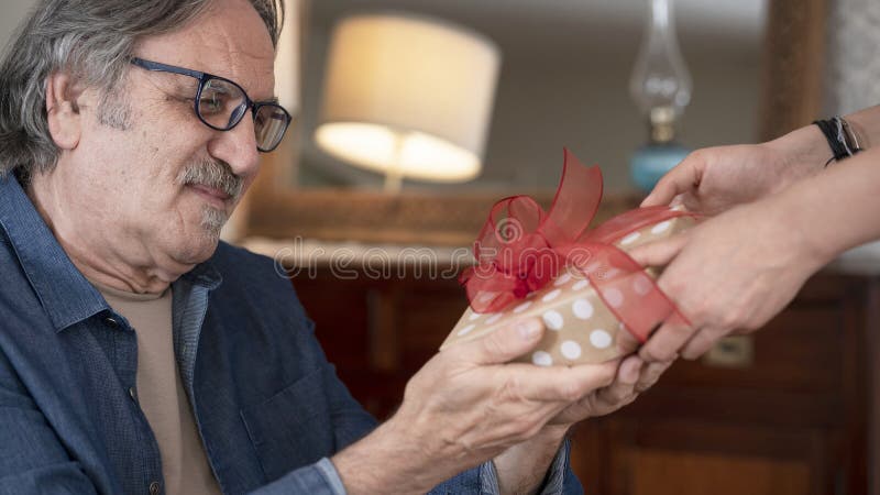 Giving Gifts on Father`s Day Stock Photo - Image of retirement, embrace ...