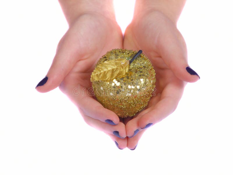 Giving gold apple stock image. Image of isolated, health - 12159473