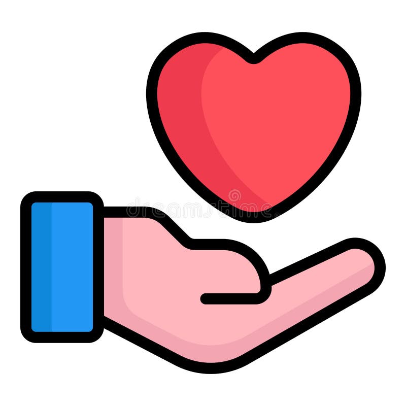 Giving Hart, Fall in Love Color Line Stock Vector - Illustration of ...