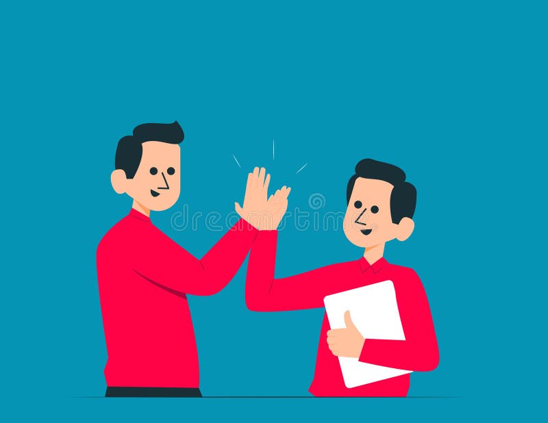 Giving High Five with Joy. Teamwork High Five Concept Illustration ...