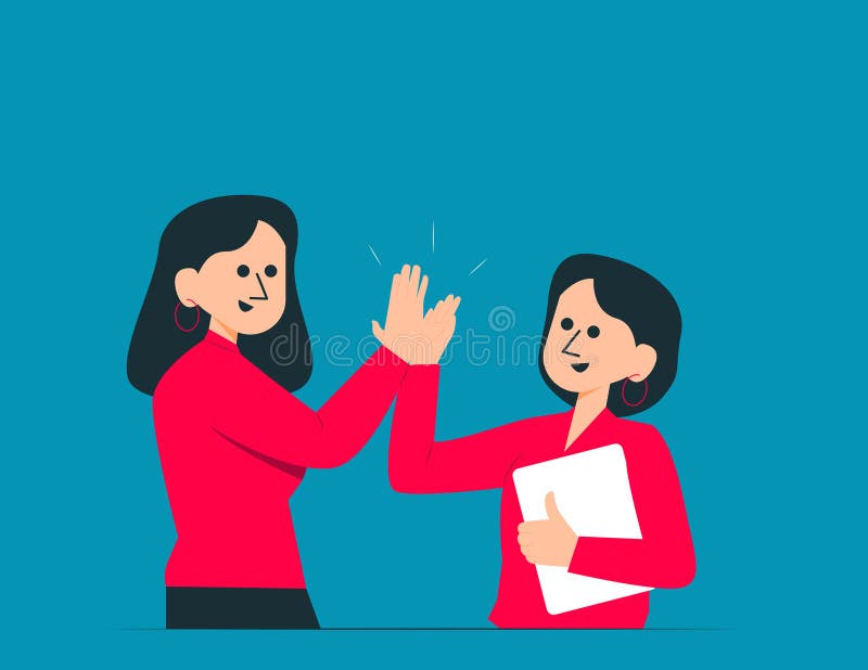 Giving High Five with Joy. Teamwork High Five Concept Illustration ...