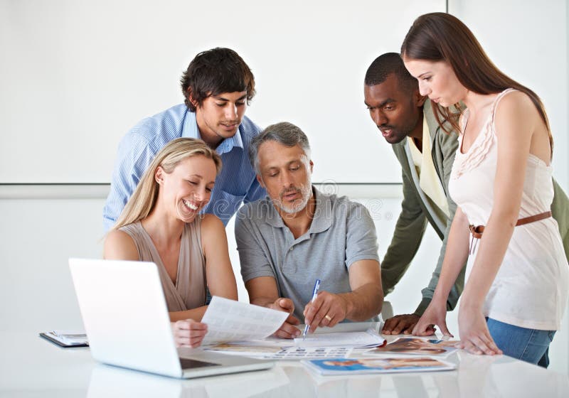 Giving Input into an Important Project. Five Colleagues Working on an ...