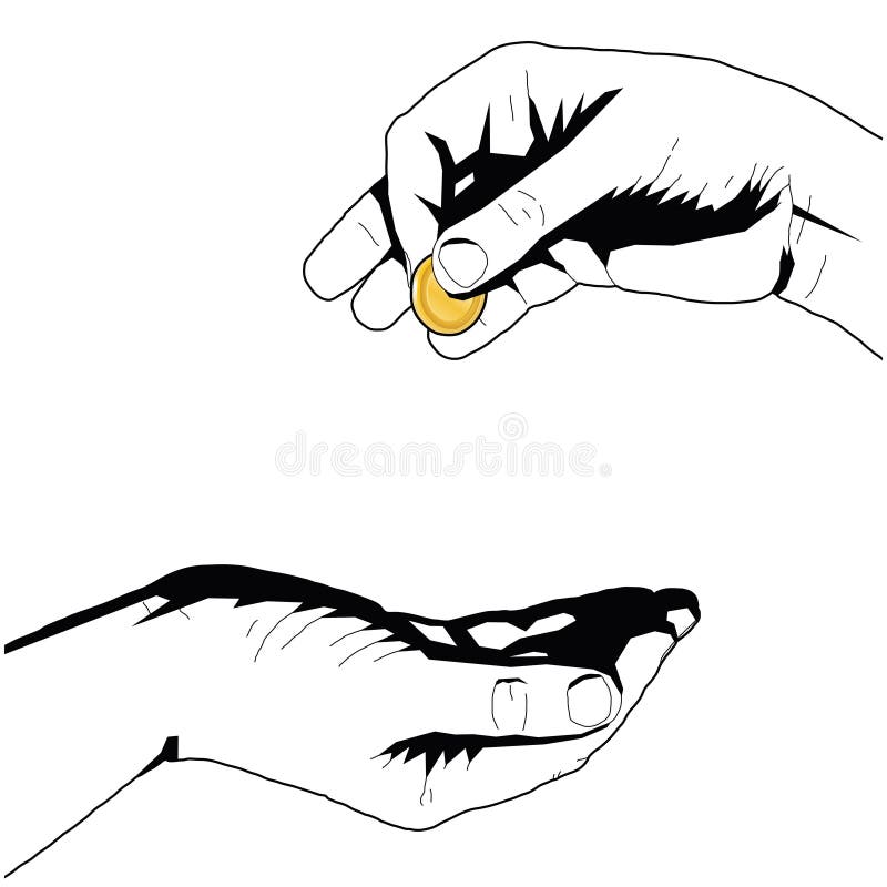 Hands One Hand Giving Money, Other Hand Recieve Stock Vector ...