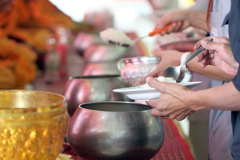 Giving for Monks in Ritual Religion. Stock Photo - Image of tradition ...
