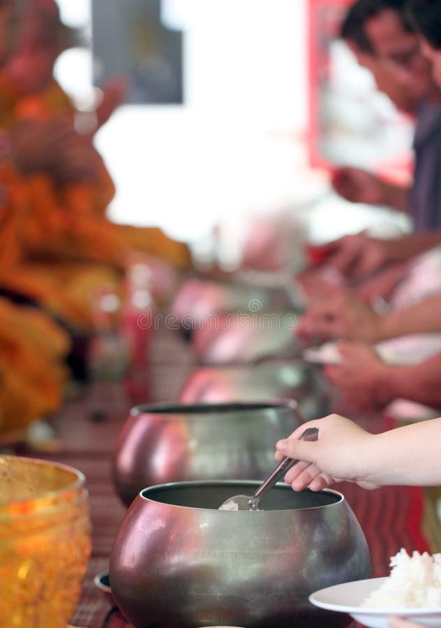 Giving for Monks in Ritual Religion. Stock Image - Image of thai ...