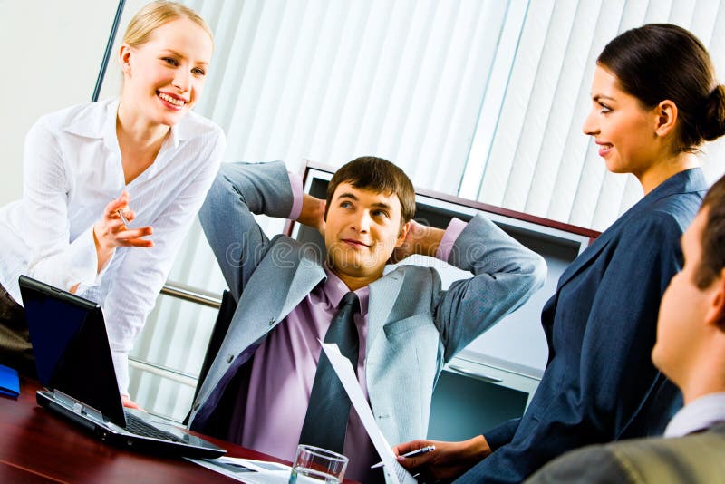 Giving an opinion stock photo. Image of attractive, happy - 4577260