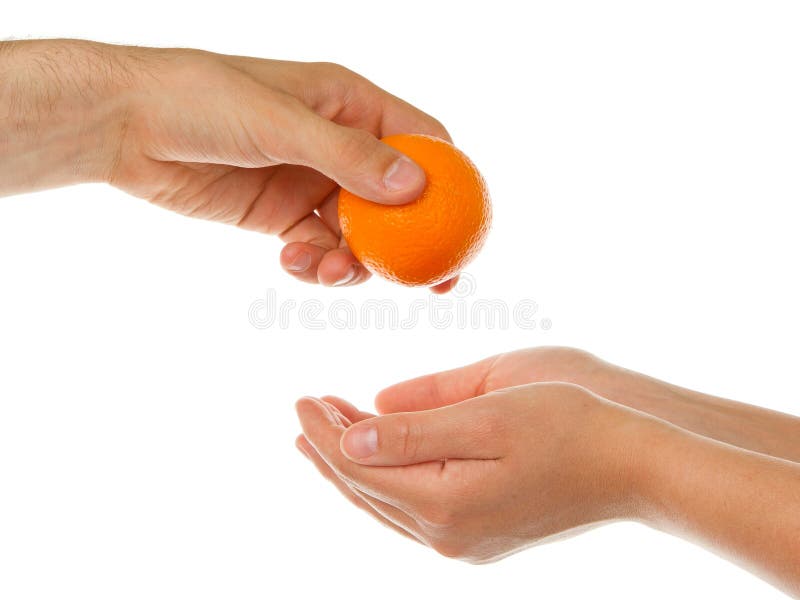 Giving an orange stock image. Image of businessman, heal - 26359937