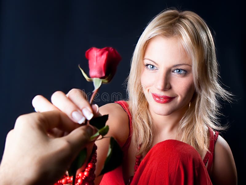 Giving a rose stock image. Image of elegant, gift, fresh - 14216483