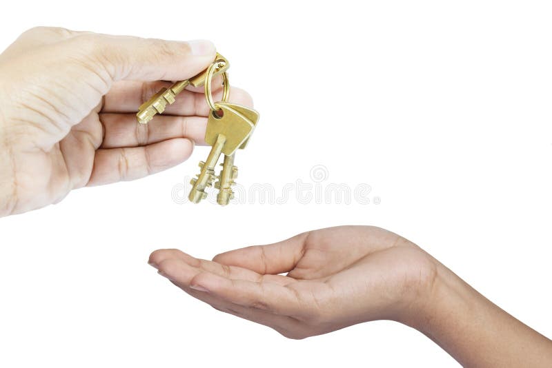 Giving three brass keys stock image. Image of business - 45833413