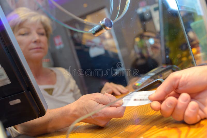 Giving of a ticket stock image. Image of screen, work - 268279375