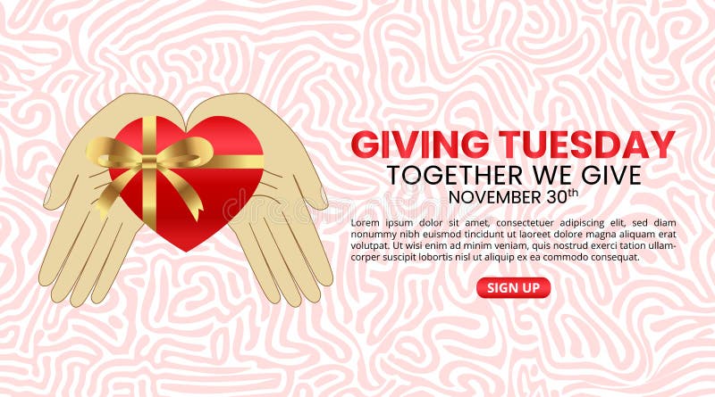 Giving Tuesday Background Design with Hands Giving a Gift Illustration ...