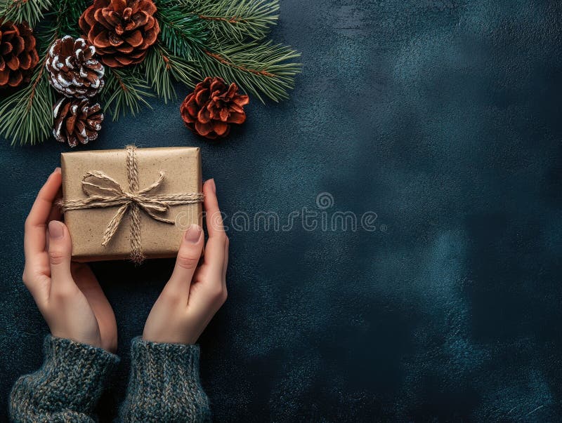 Giving Tuesday Celebration Background with Gift and Pinecones for ...