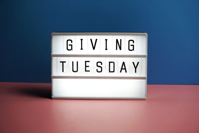 Giving Tuesday Word in Light Box on Blue and Pink Background Stock ...