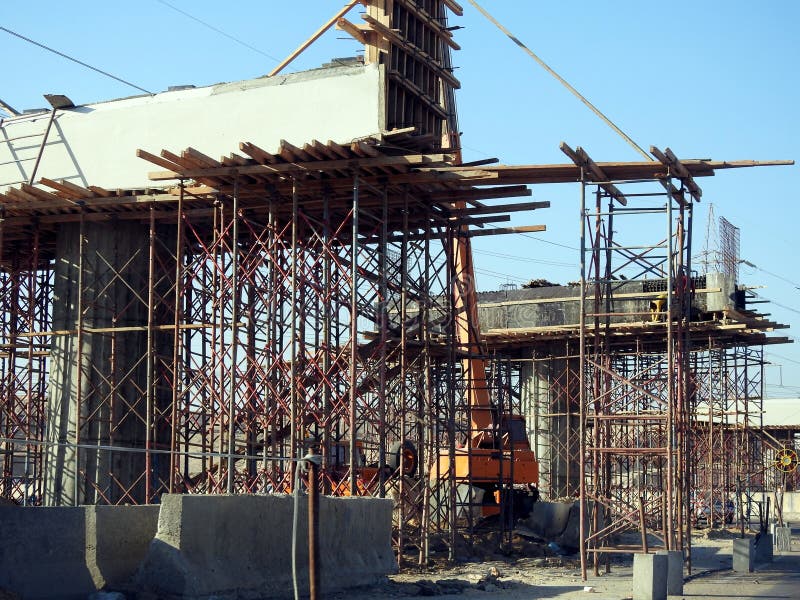 Giza, Egypt, January 7 2024: a Construction Site of a New Bridge that ...