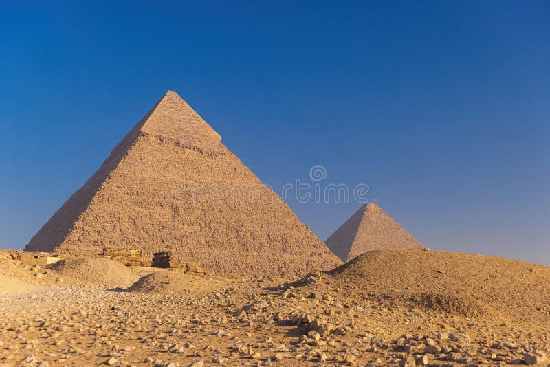 The Great Giza Pyramid Complex in Cairo, Egypt. Stock Image - Image of ...