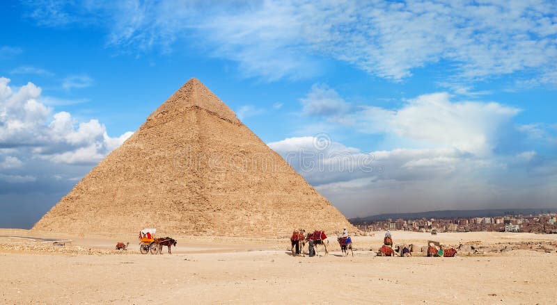 Giza Pyramid Cheops stock image. Image of panoramic, exterior - 76691513