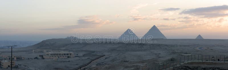 Giza Pyramid Complex at Sunrise, Cairo, Egypt. Giza Necropolis Stock ...