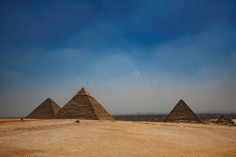 Giza Pyramids in a Distance Stock Image - Image of egyptian, background ...