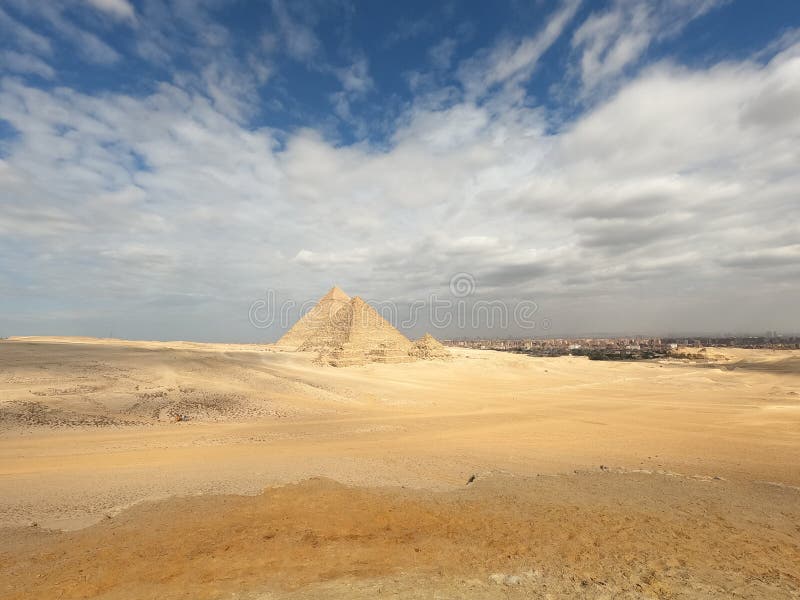 Giza Pyramids Landscape. Historical Egypt Pyramids Stock Image - Image ...