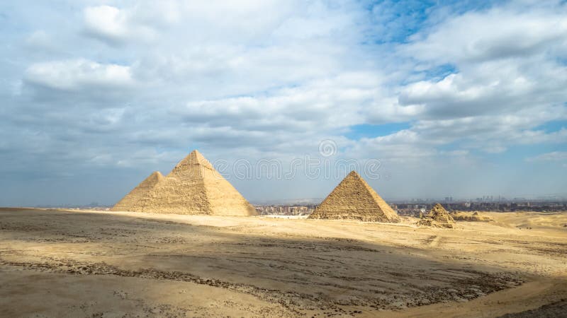 Giza Pyramids Landscape. Historical Egypt Pyramids Stock Photo - Image ...