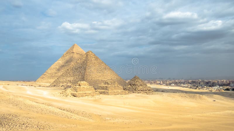 Giza Pyramids Landscape. Historical Egypt Pyramids Stock Image - Image ...