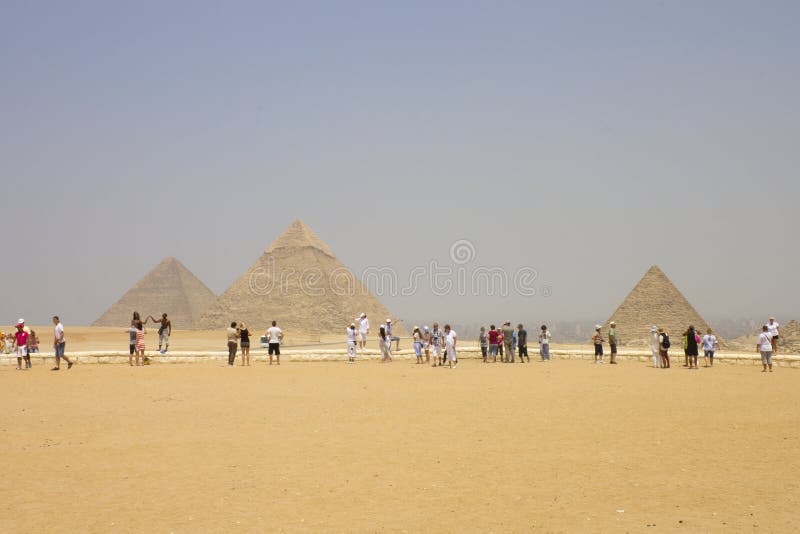 Giza - Pyramids with the Tourists Admiring Them Editorial Stock Photo ...