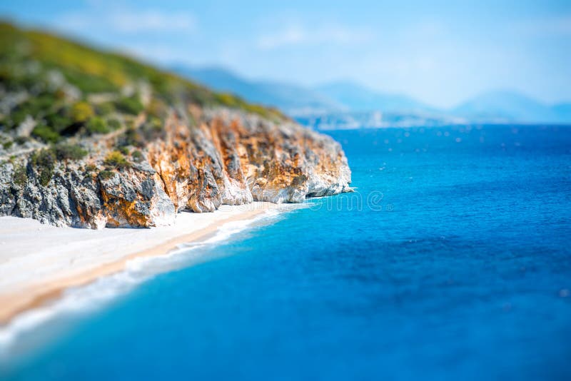 Gjipe beach stock photo. Image of light, sunny, riverbed - 53384162